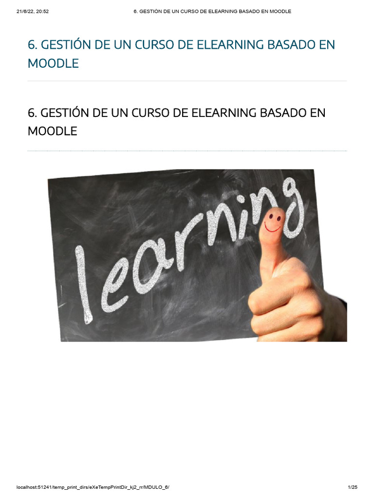 Gestión de Un Curso de Elearning Basado en Moodle | PDF | Moodle ...