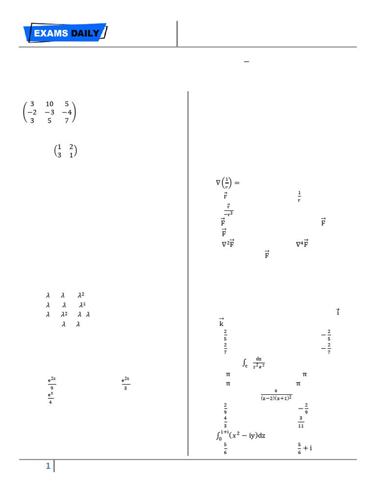 Engineering Mathematics Model Question Paper 1 With Detailed Solutions | PDF | Eigenvalues And ...