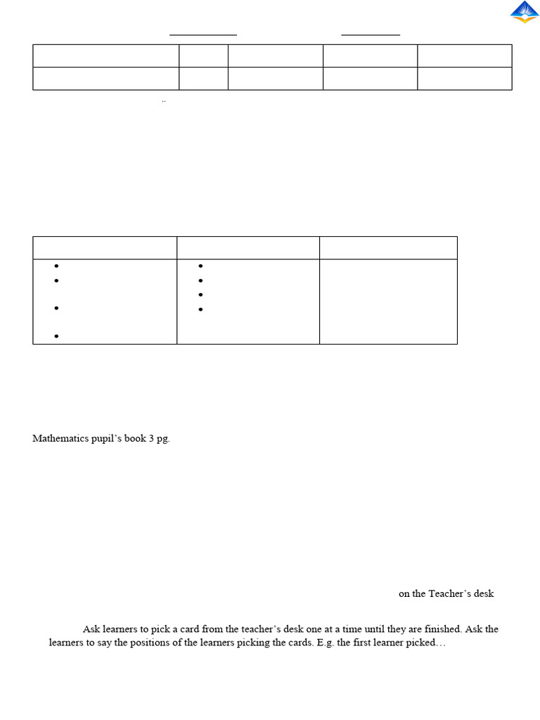 GRADE 3 Mathematics Activities Term 2 Lesson Plans Word Format | PDF ...