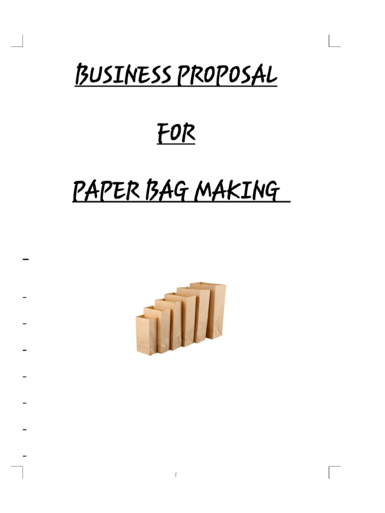 Paper Bag Making Project Proposal Nyanza | PDF