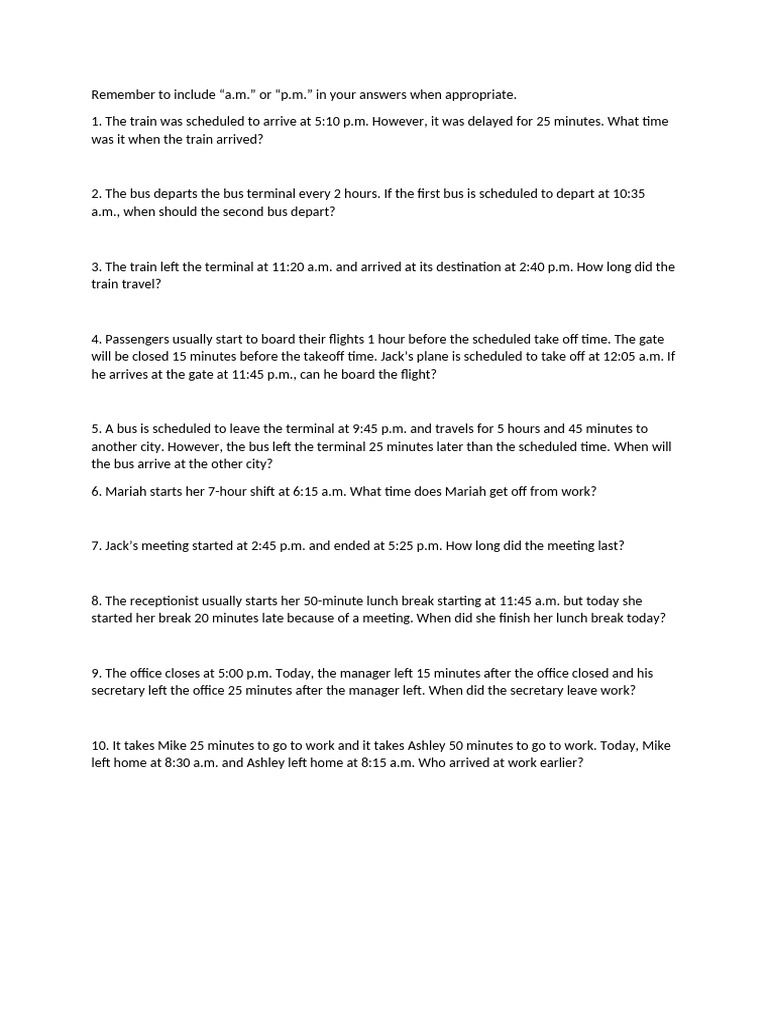 Time Calculation Scenarios and Solutions | PDF