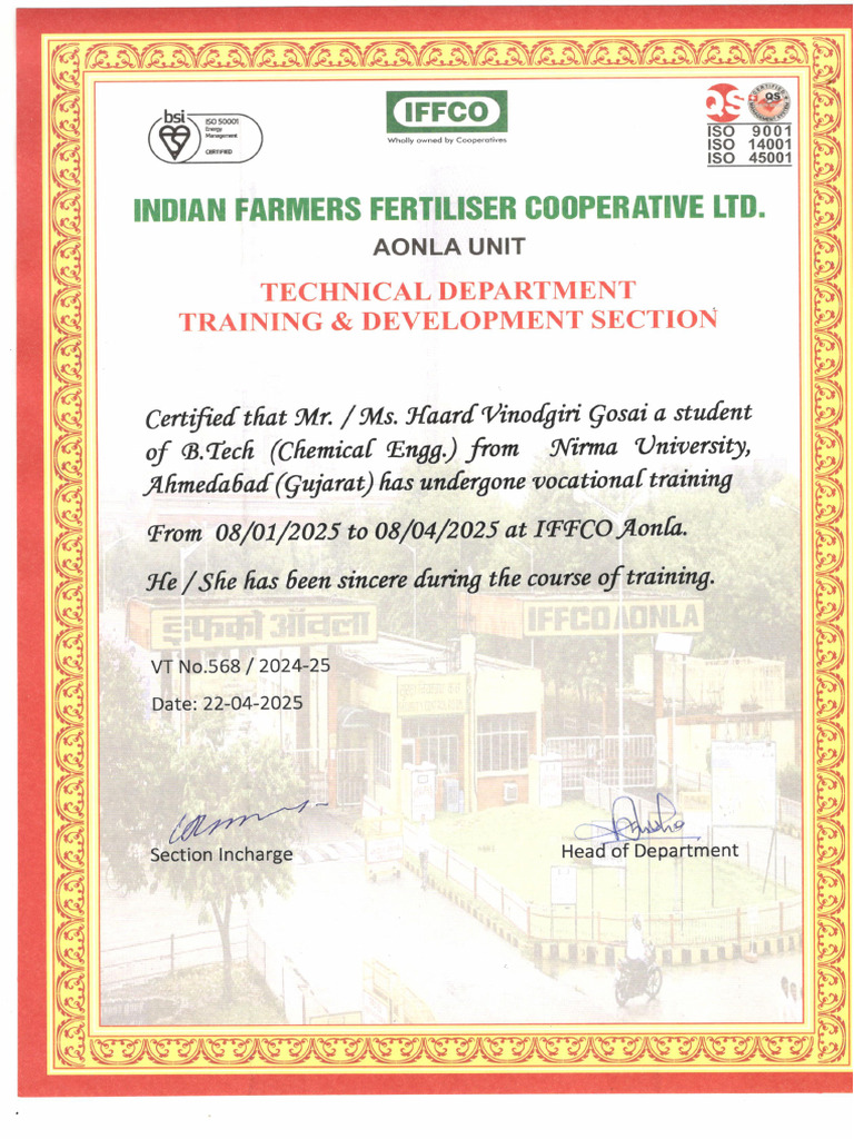 21BCH020 - Iffco Aonla | PDF