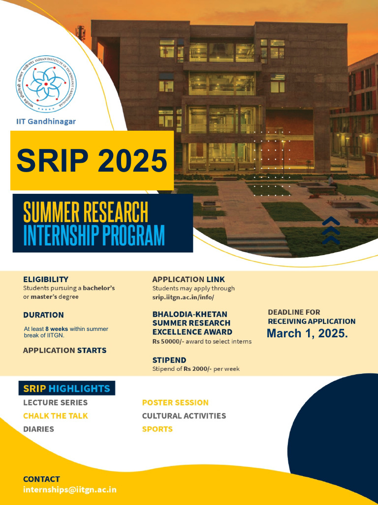 Summer Research Internship Program IIT Gandhinagar 27012025 | PDF