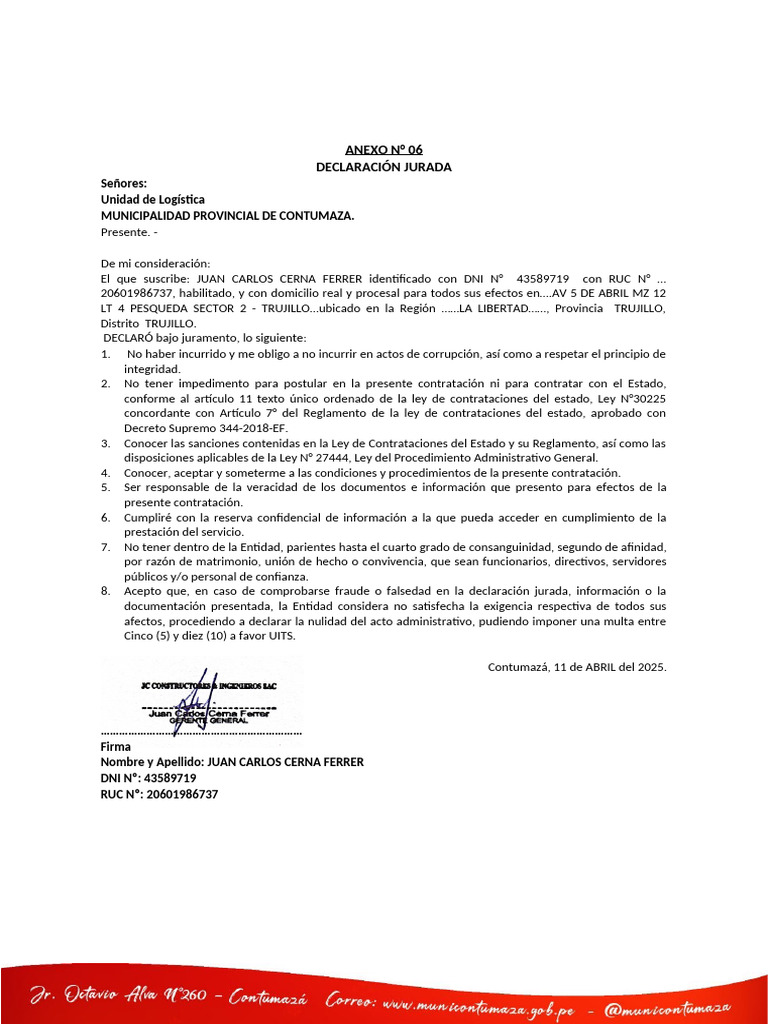 06 - FORMATO 06 - IMPEDIMENTO | PDF