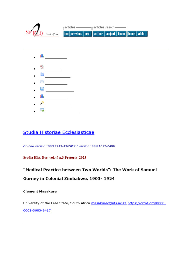 The Work of Samuel Gurney in Colonial Zimbabwe, 1903 - 1924 | PDF ...