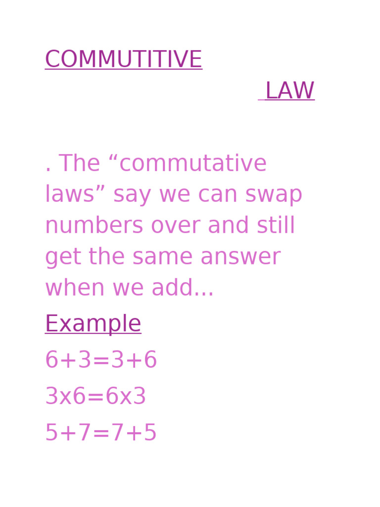 Commutitive LAW | PDF