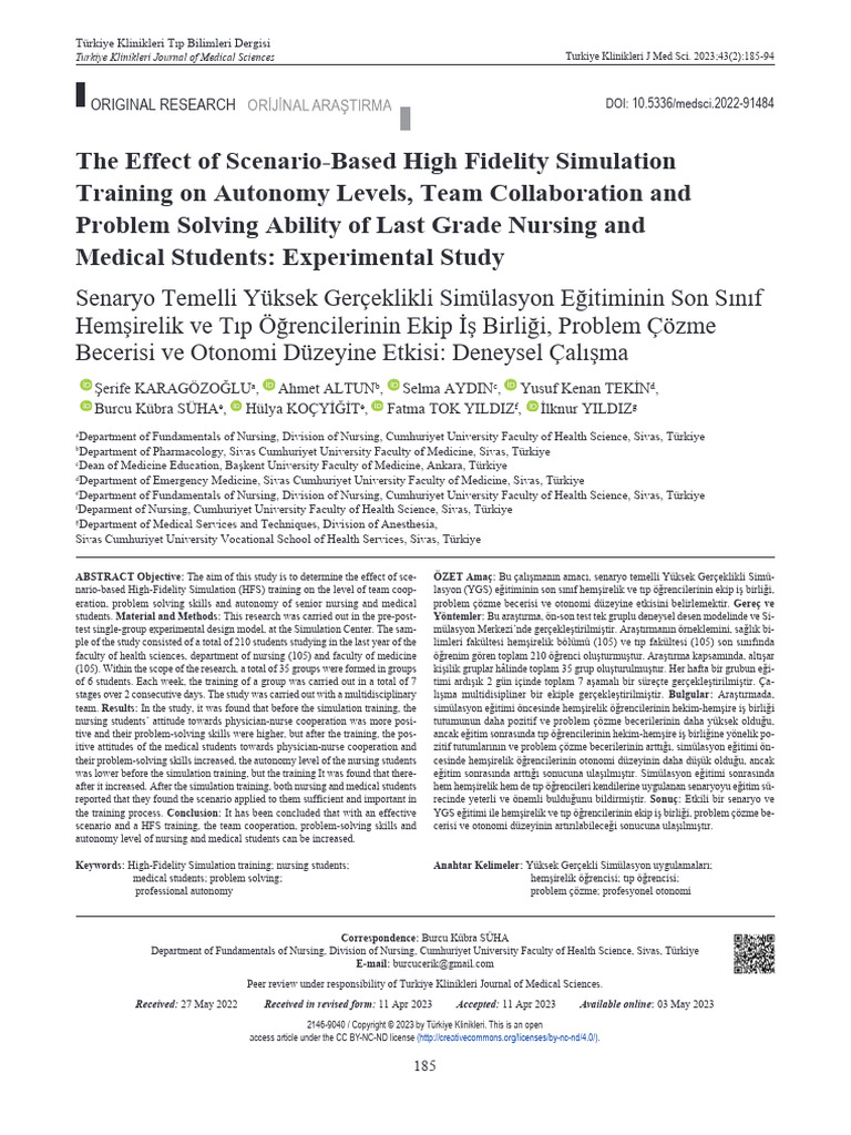 The Effect of Scenario-Based High Fidelity Simulation | PDF | Cronbach's Alpha | Simulation