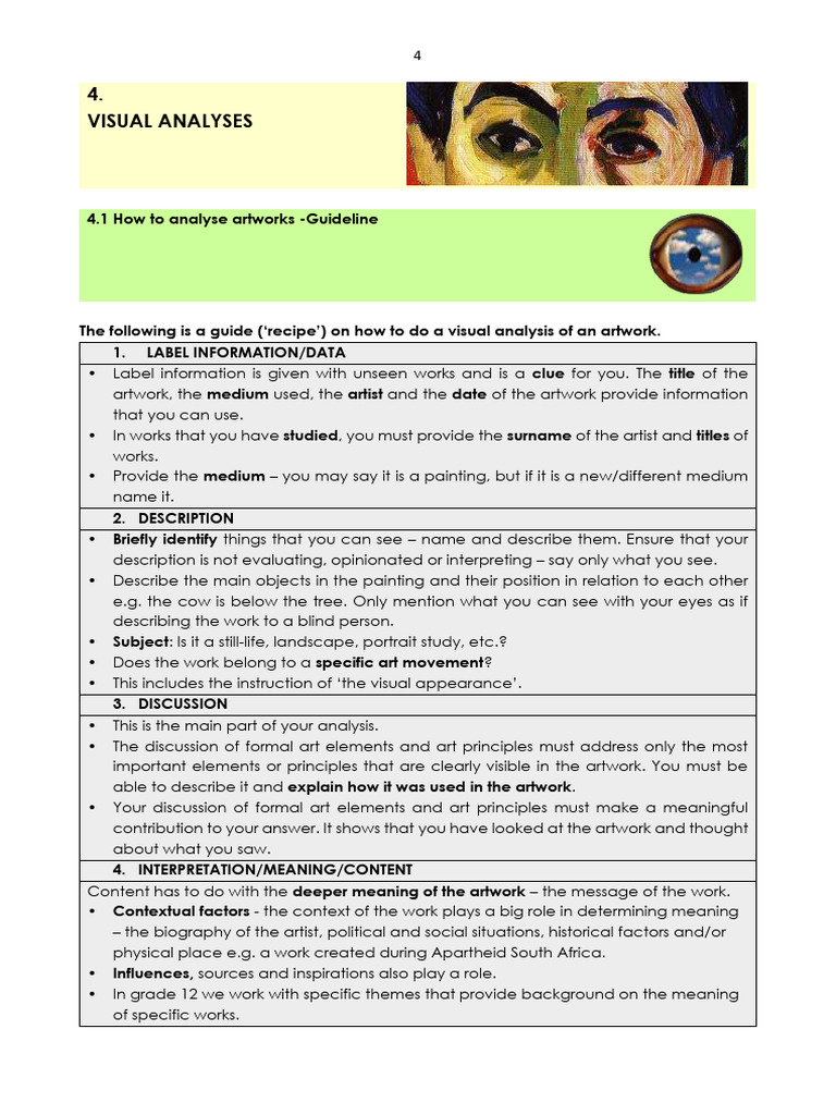 How To Do A VISUAL ANALYSIS and ART VOCABULARY (Wced) | PDF | Realism ...