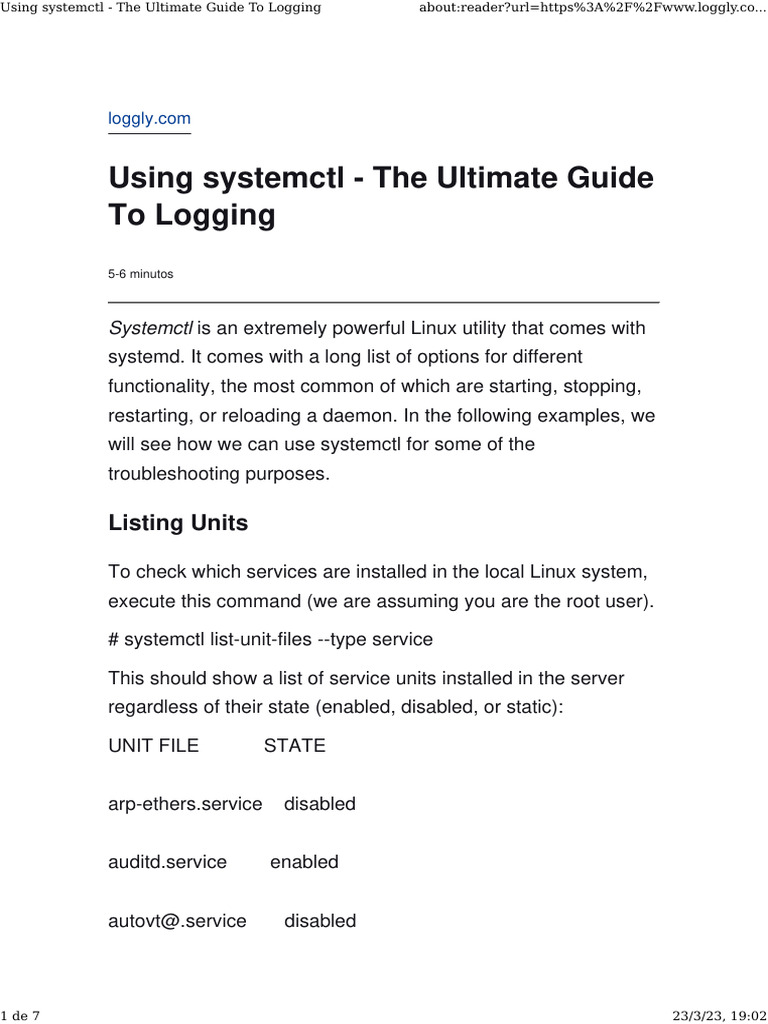 Using systemctl - The Ultimate Guide To Logging | PDF | Booting | Computer Architecture