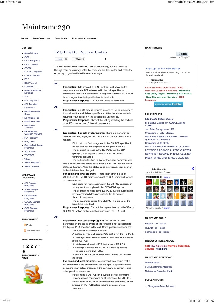 IMS DB Return Codes | Download Free PDF | Databases | Programmer