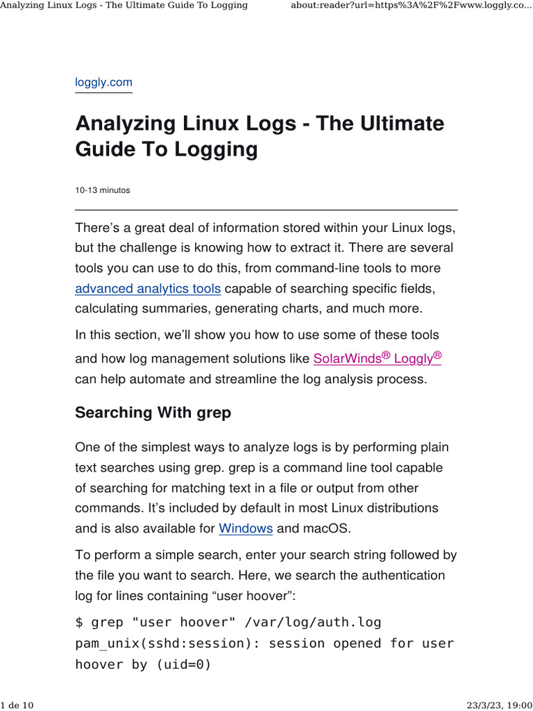 03-Analyzing Linux Logs - The Ultimate Guide To Logging | PDF | Regular Expression | Computing