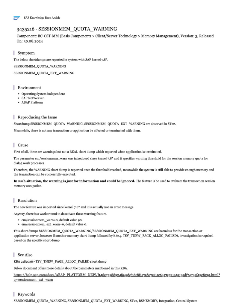 Sessionmem - Quota - Warning | PDF