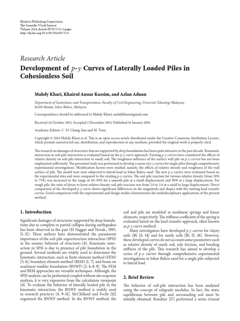 Development of Curves of Laterally Loaded Piles in | PDF | Deep ...