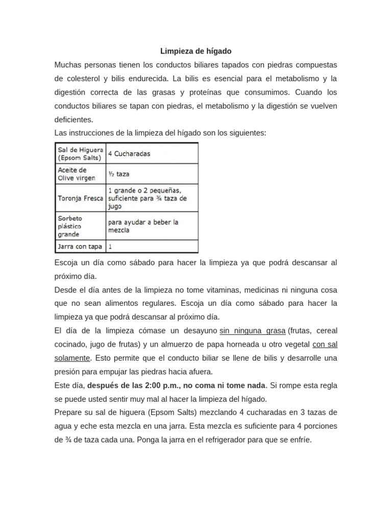 Limpieza de Hígado (Metodo Frank Suarez) | PDF | Bilis | Sistema digestivo