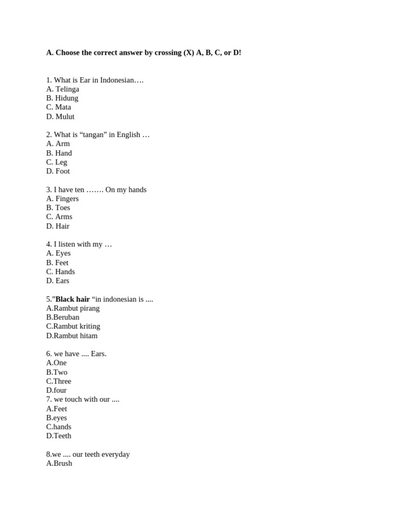 English Vocabulary and Grammar Quiz | PDF