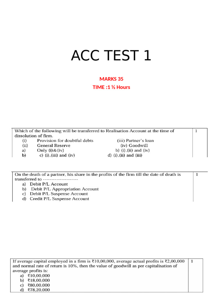 Acc Test 1 2025 | PDF