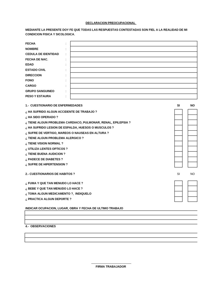 Declaracion de Salud | PDF