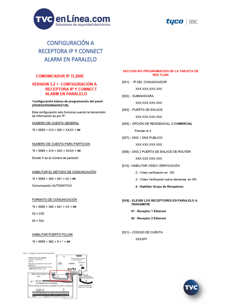 TL280E v5.2 + Configuración A Receptora IP y Connect Alarm en Paralelo ...