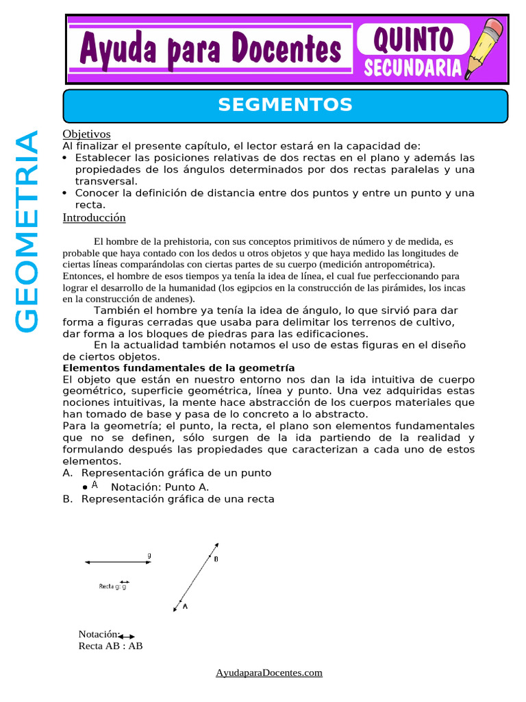 Segmentos para Quinto de Secundaria | PDF | Geometría | Longitud