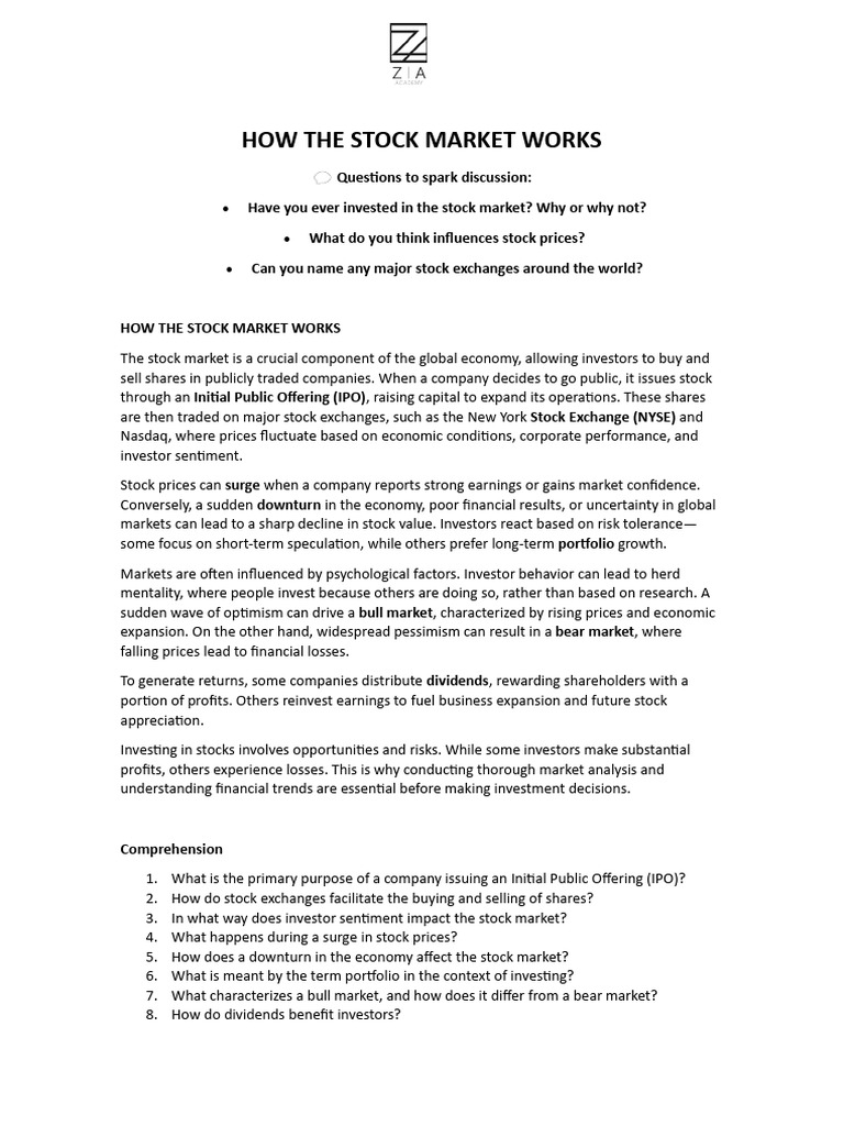 How The Stock Market Works | PDF | Stocks | Market Trend
