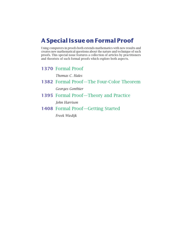 Notices Spec Issue On Formal Proof | PDF | Mathematical Proof | Theorem