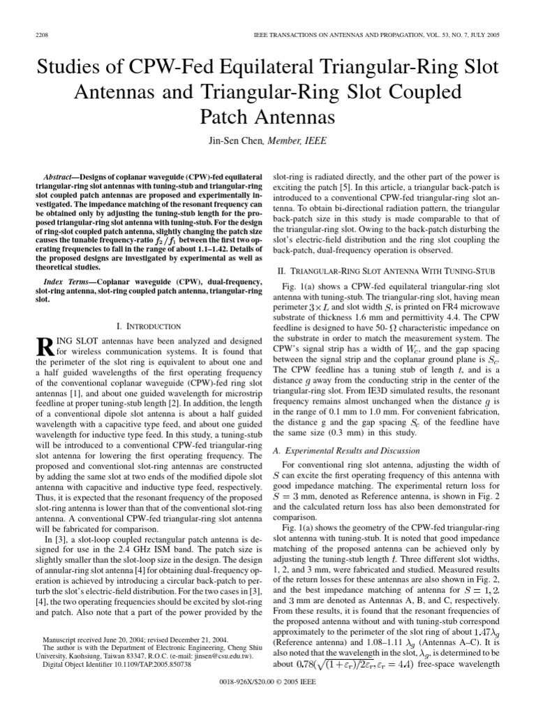 Studies of CPW-fed Equilateral Triangular-ring Slot Antennas and ...