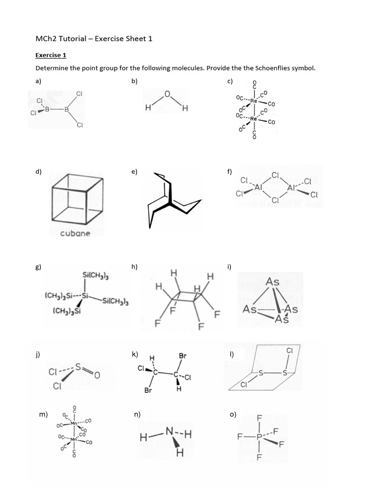 01 Exercise Sheet - Point Group of Molecules | PDF