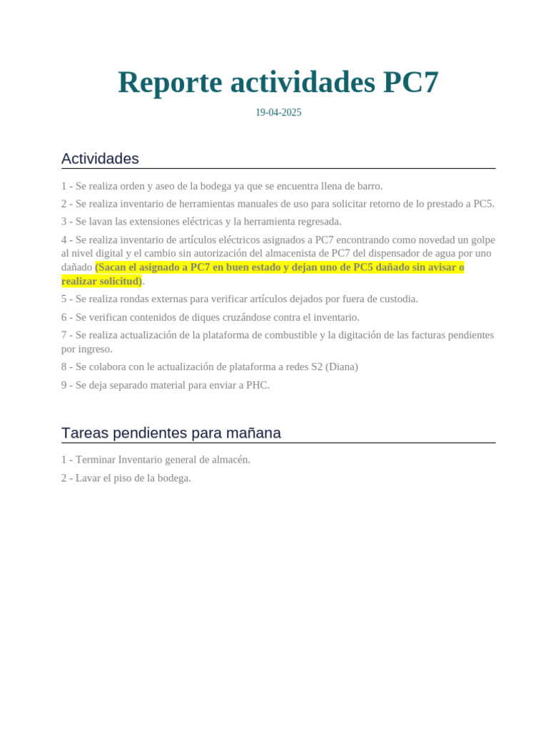 Actividades Realizadas PC7 | PDF