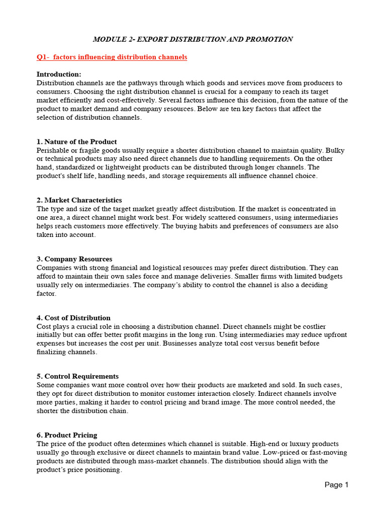 Exports Tybcom Sem 6 Notes - Export Distribution and Promotion | PDF ...