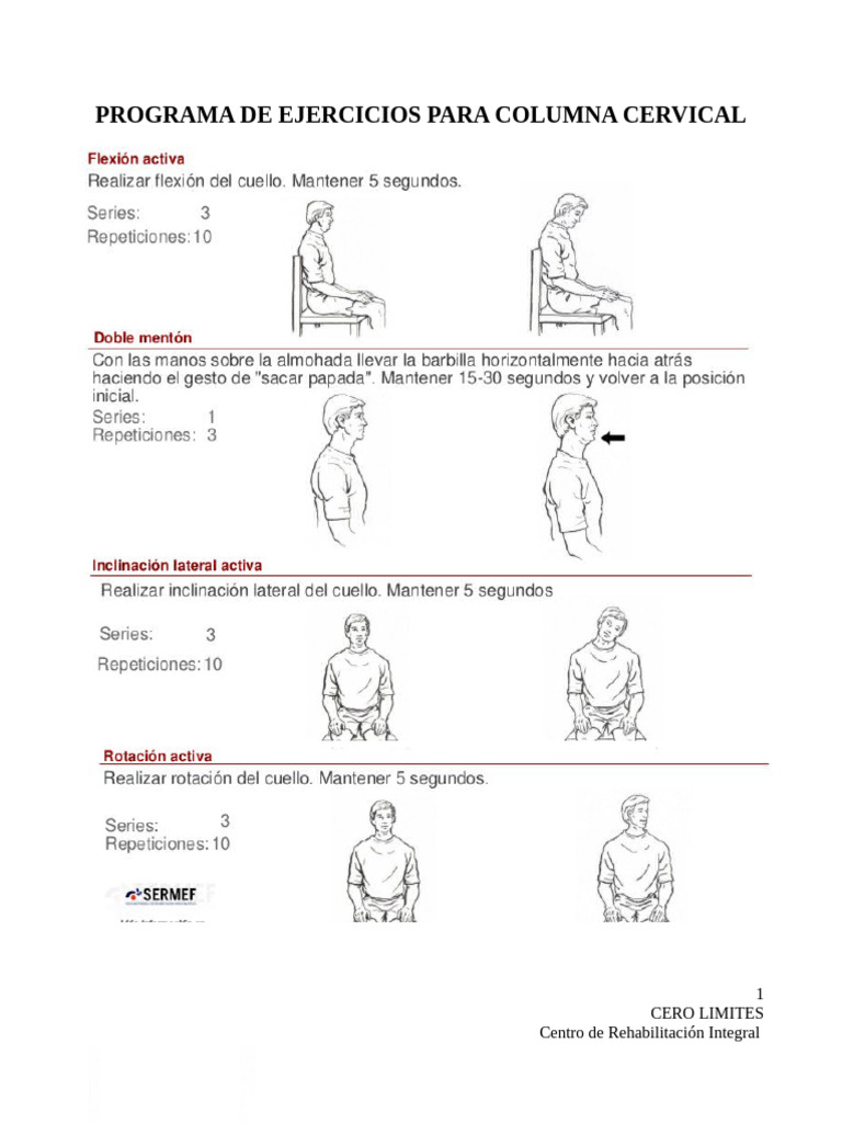 Programa de Ejercicios para Columna Cervical | PDF