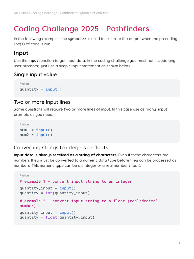 Python Tips for UK Bebras Challenge | PDF | Integer (Computer Science) | String (Computer Science)