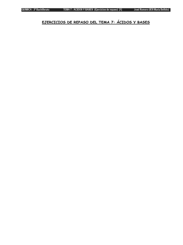 Repaso Tema 7 Acidos y Bases | PDF | Ácido | Ph