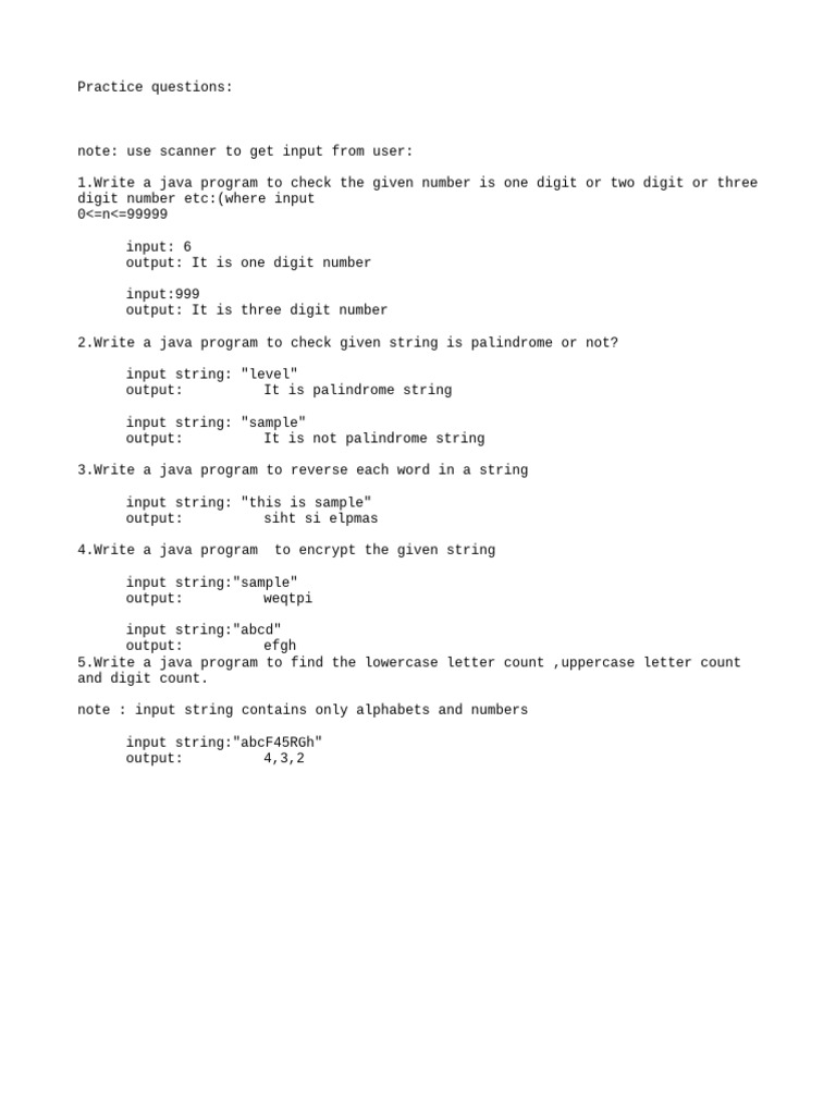 String Practice Questions | PDF