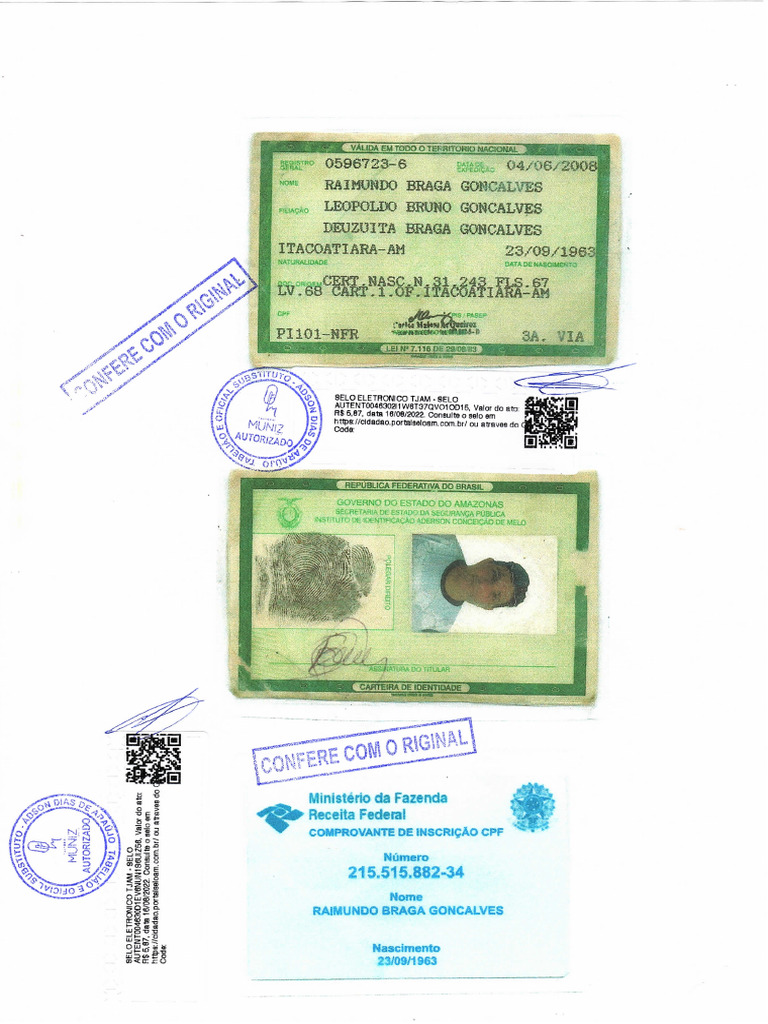 RG e CPF Braga | PDF