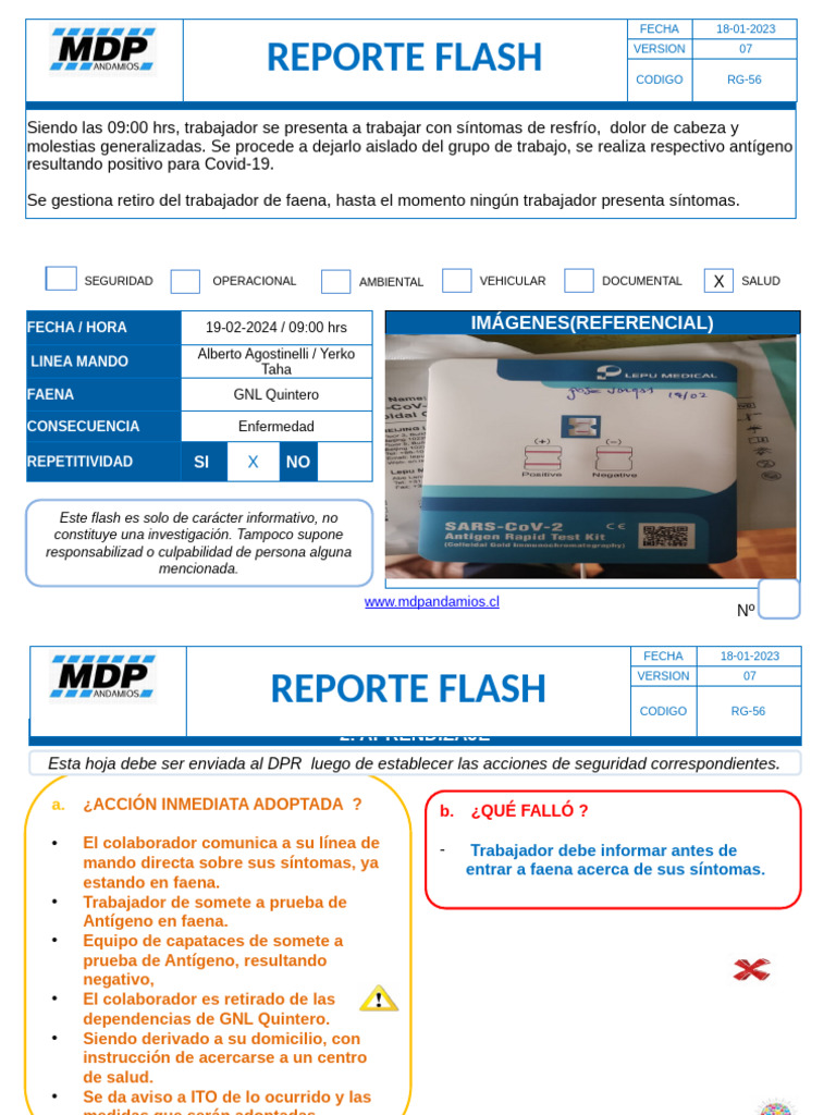 Reporte Flash - Positivo Covid 19 | PDF | Medicina | Enfermedades y trastornos