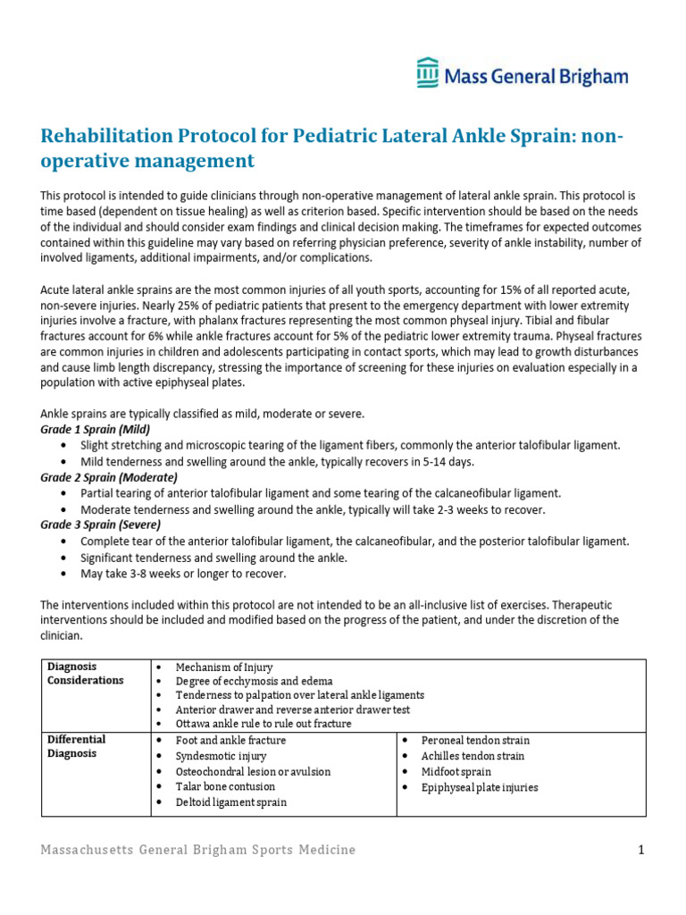 Pediatric Ankle Sprain Rehab Protocol | PDF | Ankle | Foot