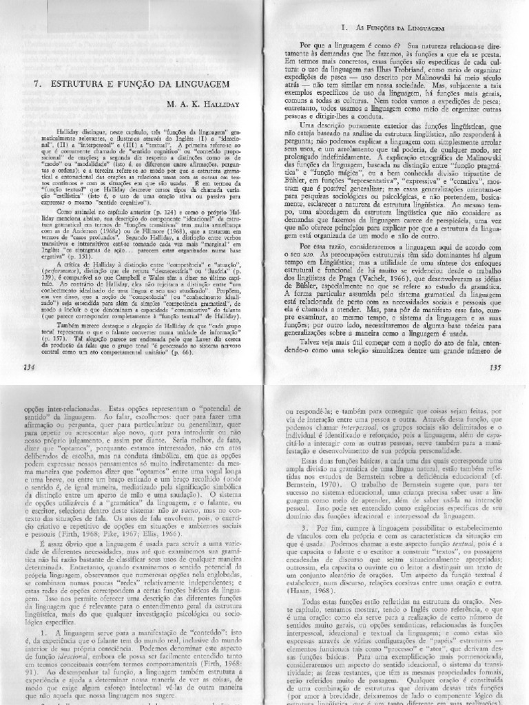 HALLIDAY EstruturaEFuncaoDaLinguagem | PDF