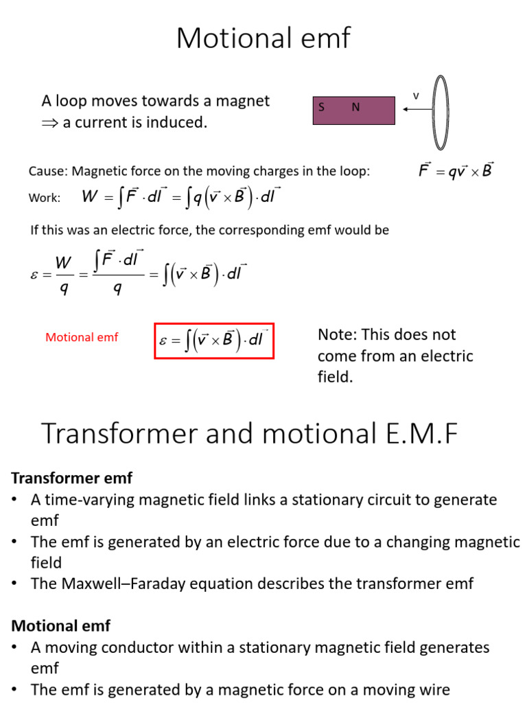 Motional EMF and Maxwell Equation | PDF | Electromagnetic Induction | Electromagnetic Field