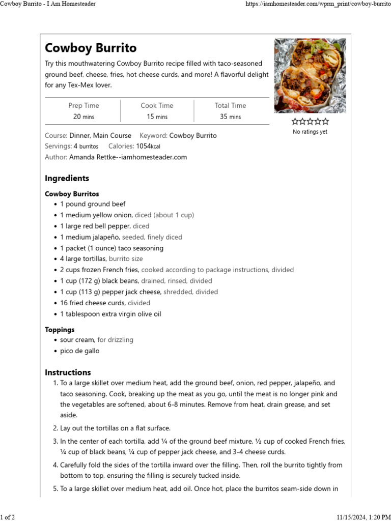Cowboy Burrito - I Am Homesteader | PDF | Burrito | Taco