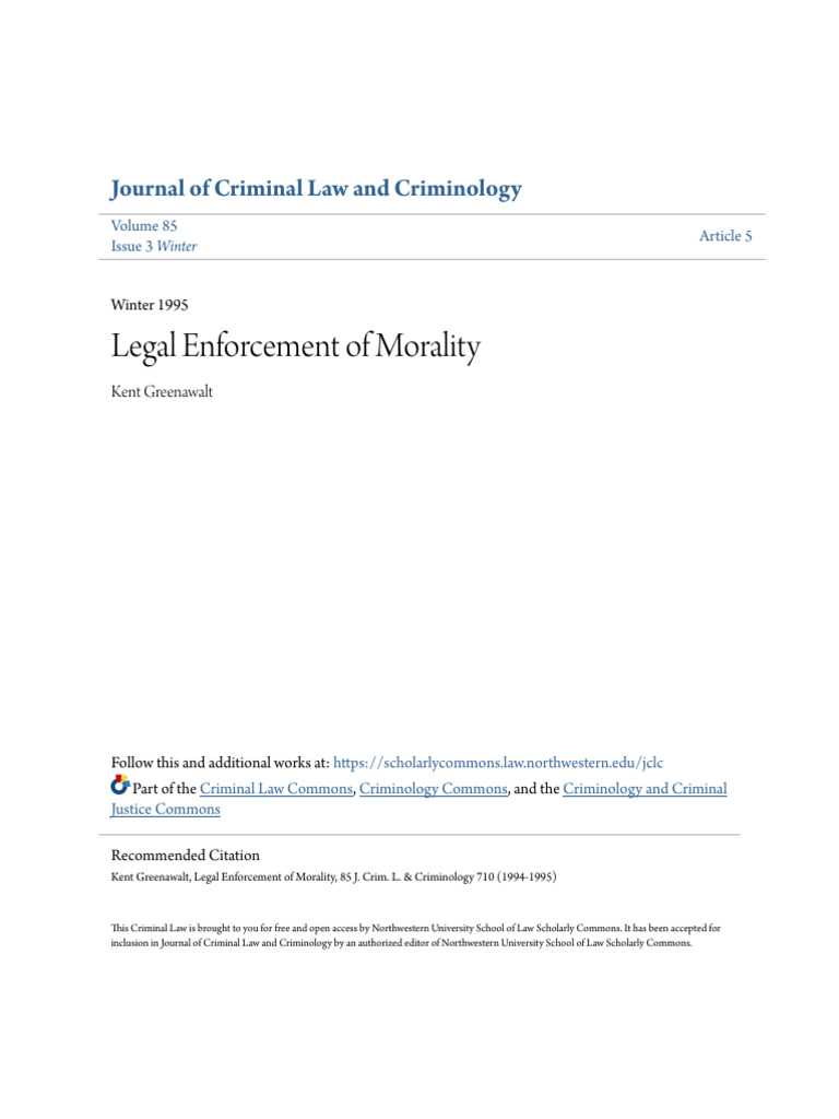 Legal Enforcement of Morality | PDF | Morality | Crimes