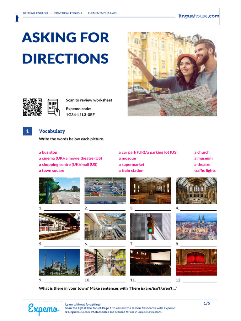 Asking For Directions American English Student A1 A2 | PDF