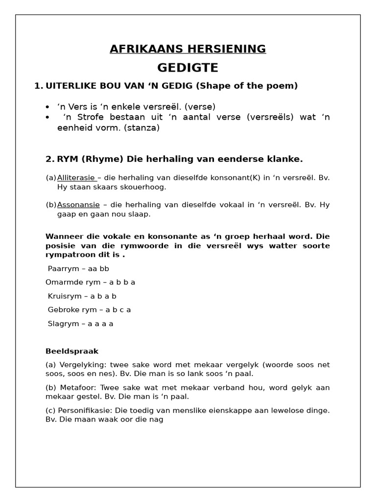 Afrikaans Hersiening | PDF