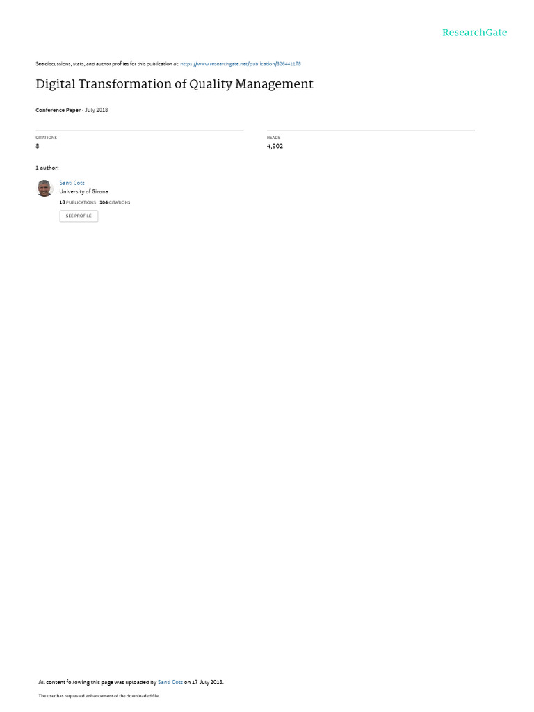 Digital Transformation in Quality Management | PDF | Artificial ...