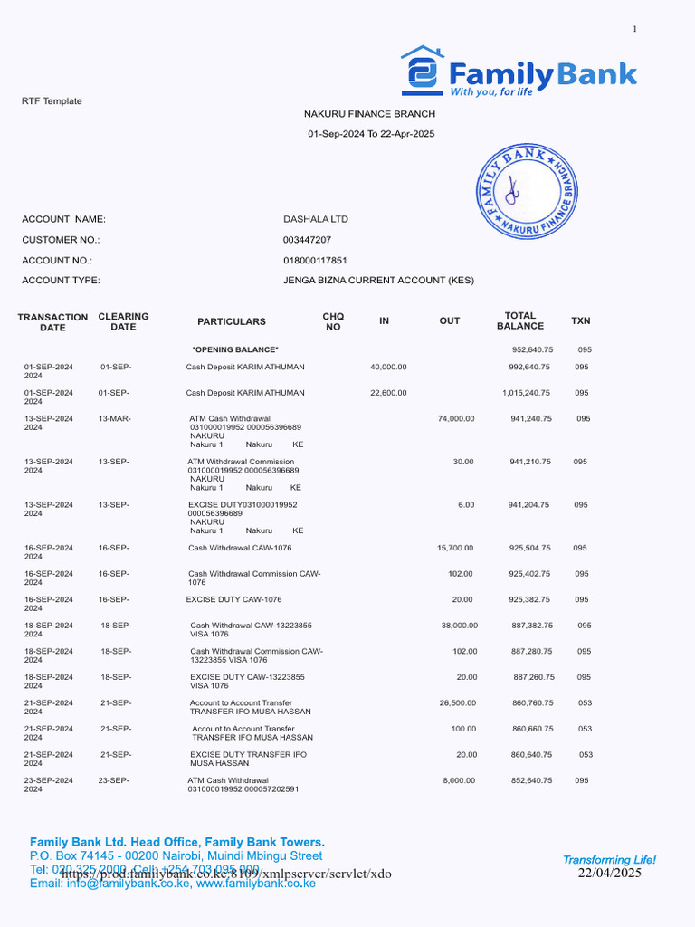 Family Bank Statement | PDF | Automated Teller Machine | Transaction ...