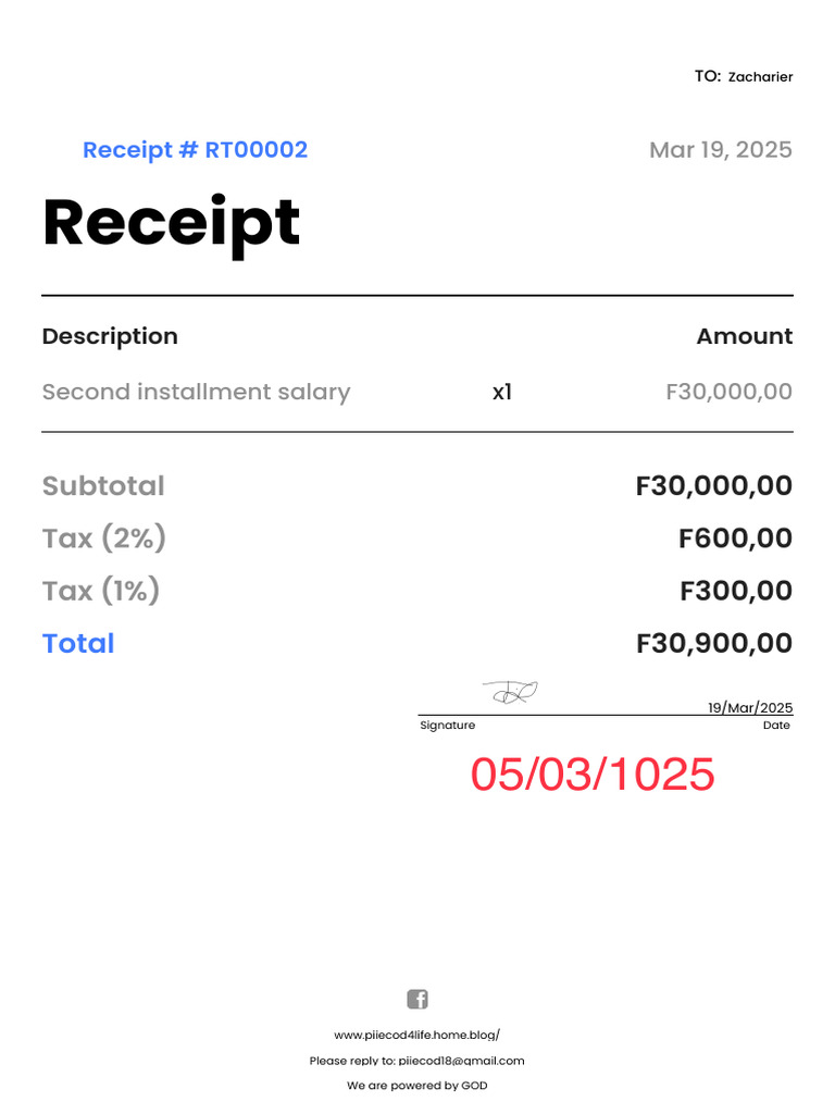 Salary Receipt for Second Installment | PDF