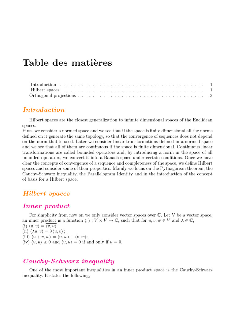 Understanding Hilbert Spaces and Projections | PDF | Hilbert Space ...