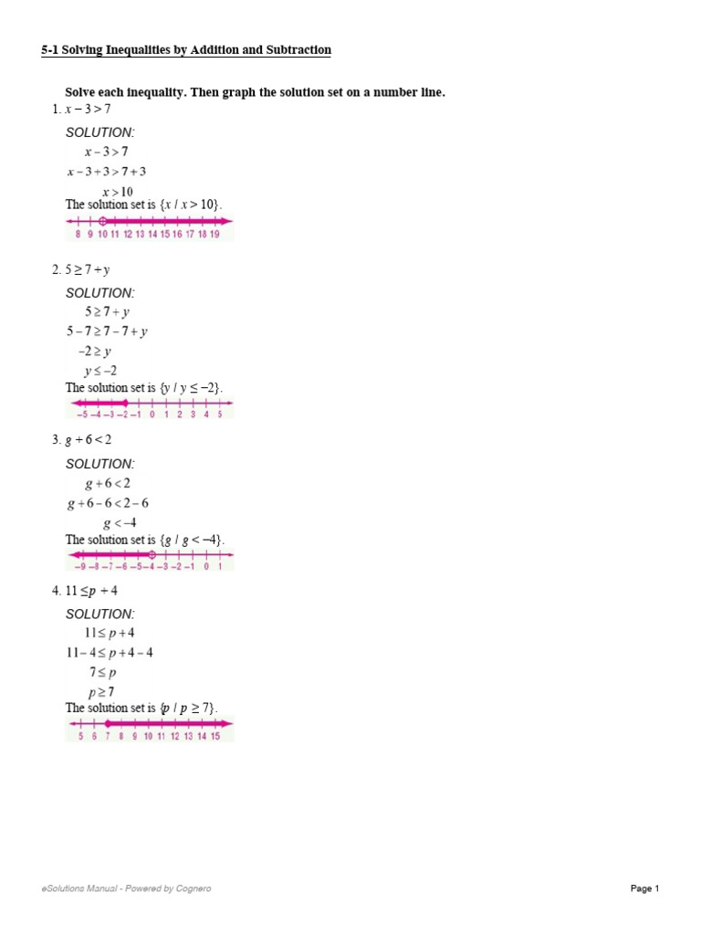 Solving Inequalities with Addition/Subtraction | PDF | Inequality ...