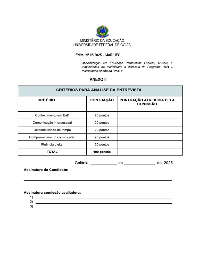 Anexo II Criterios para Analise Da Entrevista | PDF