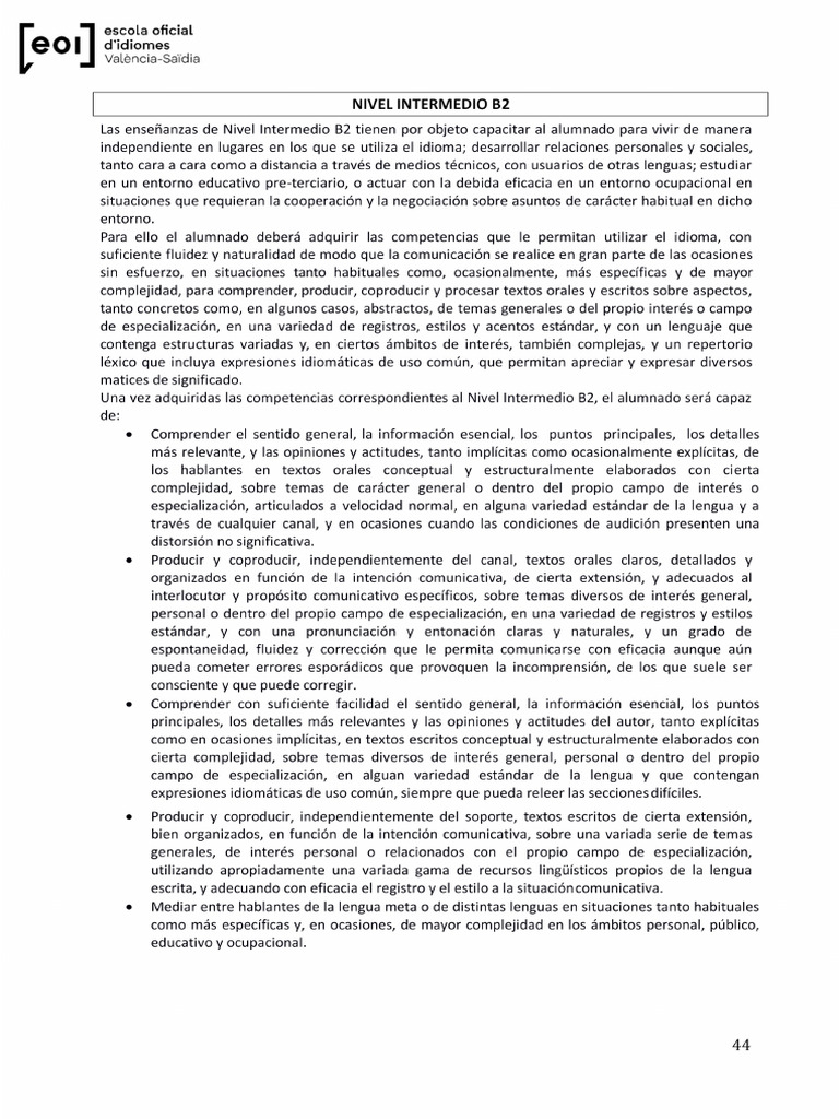 Programación Departamento B2 | PDF