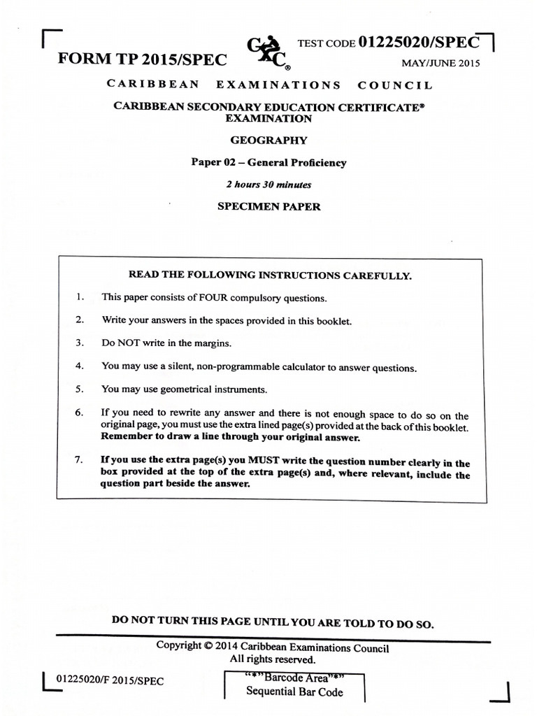 3) CSEC Geography Specimen Paper 2 | PDF